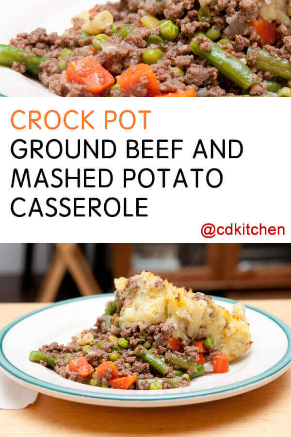 Crock Pot Ground Beef And Mashed Potato Casserole Recipe CDKitchen crock-pot-ground-beef-and-mashed-potato-casserole-recipe-cdkitchen